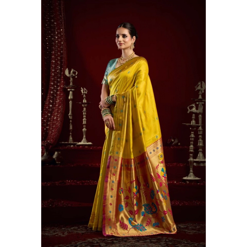 Dropship Generic Women's Silk Blend Woven Saree With Unstitched Blouse ...
