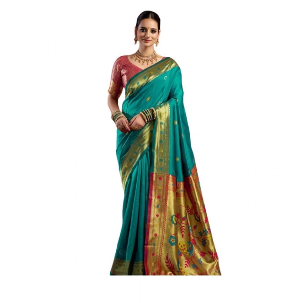 Dropship Generic Women's Silk Blend Woven Saree With Unstitched Blouse ...