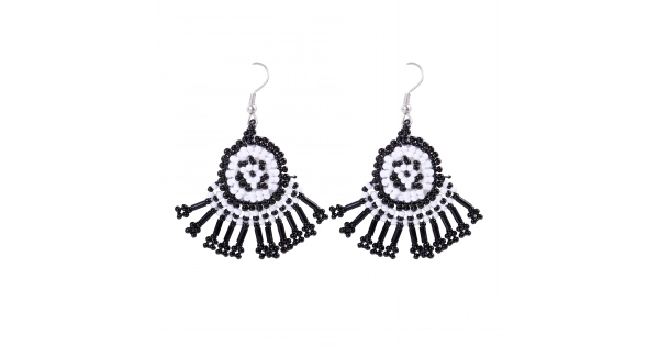 Generic-Women's-Alloy,-Thread-Hook-Dangler-Hanging-Earrings-Black-PID27066