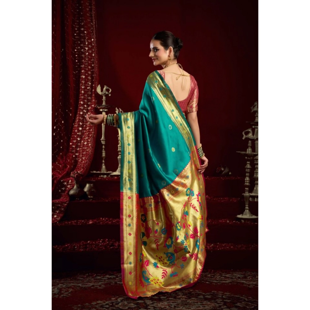Dropship Generic Women's Silk Blend Woven Saree With Unstitched Blouse ...