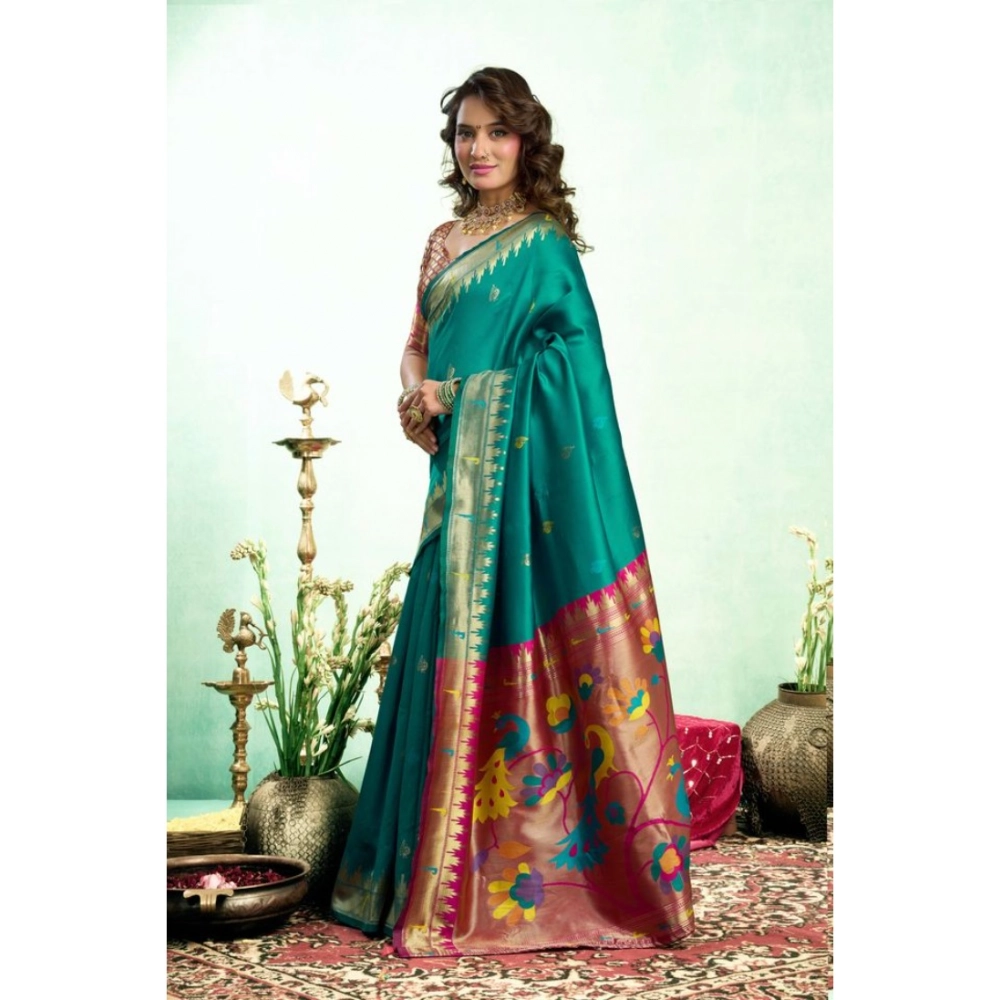 Dropship Generic Women's Silk Blend Woven Saree With Unstitched Blouse ...