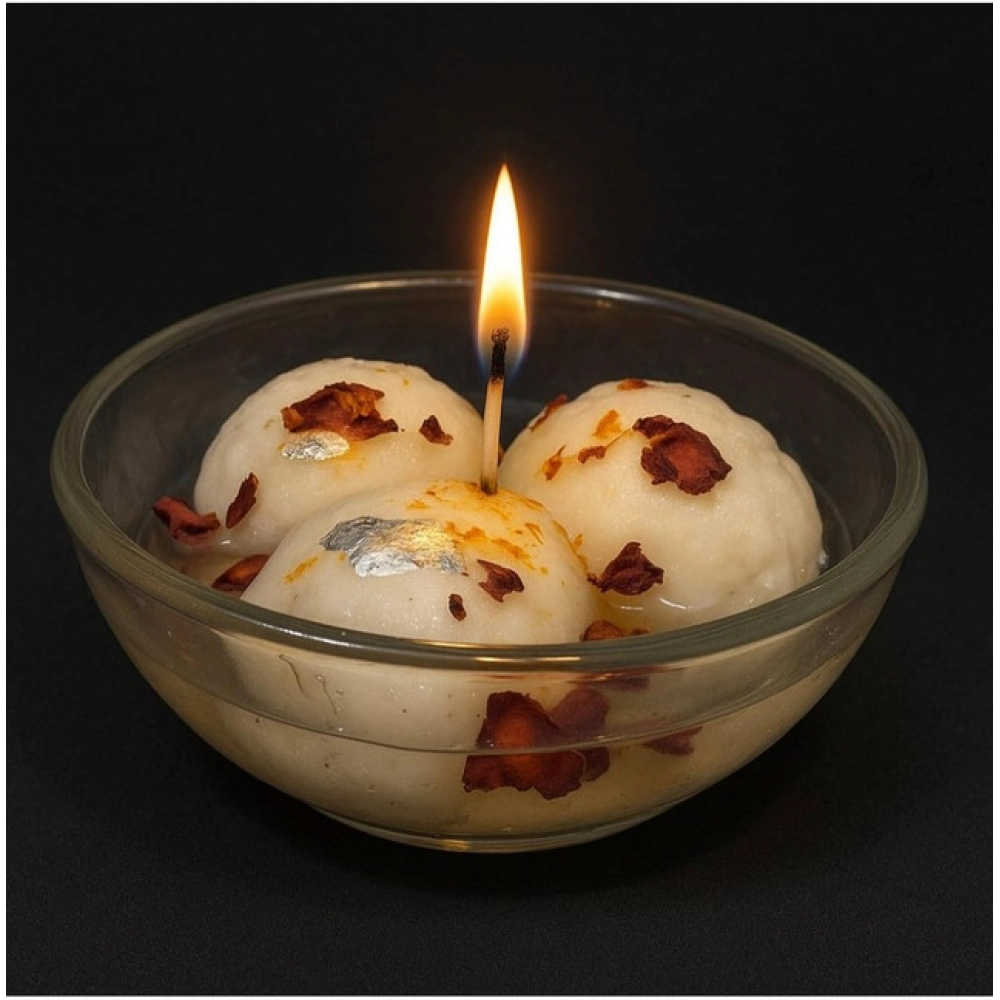 Dropship Generic Soya Wax, Glass Rasgulla-Style Glass Bowl Candle-PID64092