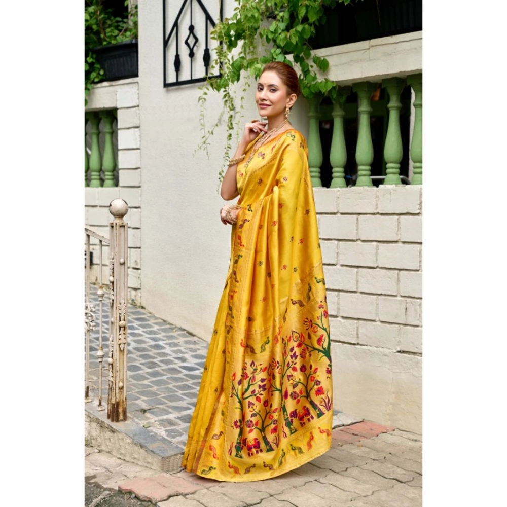 Dropship Generic Women's Silk Blend Woven Saree With Unstitched Blouse ...