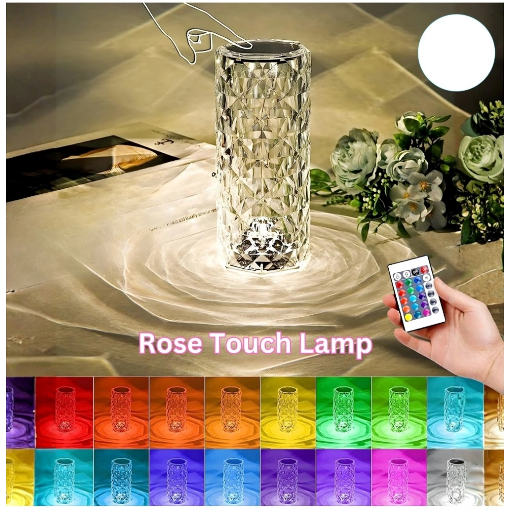 Dropship Generic Crystal plastic LED Rose Lamp – Crystal Diamond Design ...