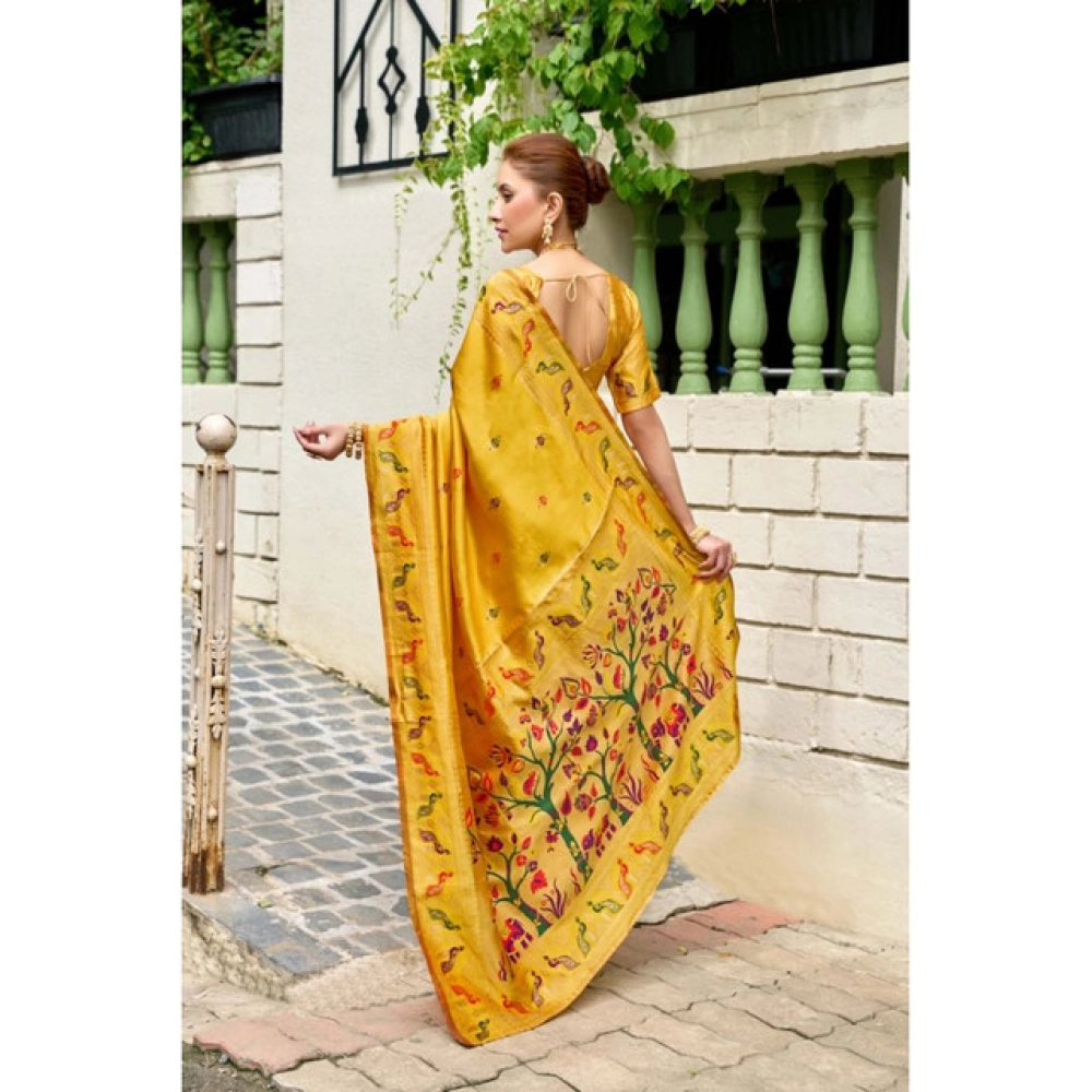 Dropship Generic Women's Silk Blend Woven Saree With Unstitched Blouse ...